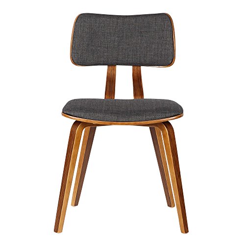 Armen Living Jaguar Dining Chair in Charcoal Fabric and Walnut Wood Finish,Charcoal/Walnut Finish 20D x 18W x 29H in