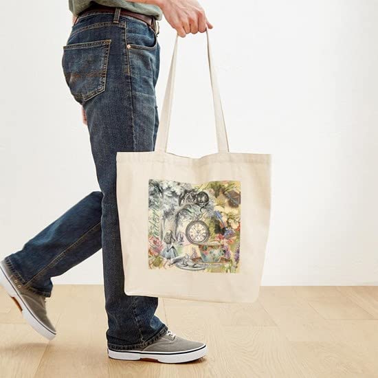 CafePress Cheshire Cat Alice In Wonderland Tote Bag Natural Canvas Tote Bag, Reusable Shopping Bag
