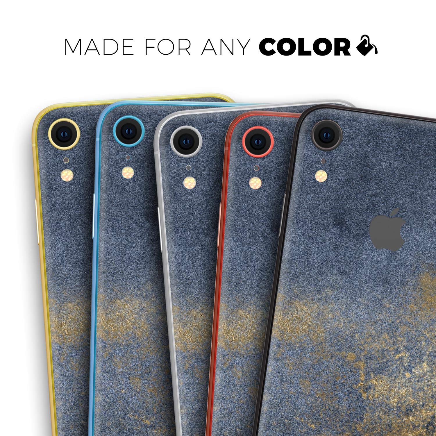 Design Skinz Navy Gold Foil v6 Protective Vinyl Decal Wrap Skin Cover Compatible with The Apple iPhone XR (Screen Trim & Back Glass Skin)