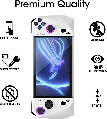 amFilm OneTouch Screen Protector Designed for ASUS ROG Ally Handheld 7 inch 2023 - with Auto Alignment Kit, Bubble Free, Tempered Glass, 2 Pack