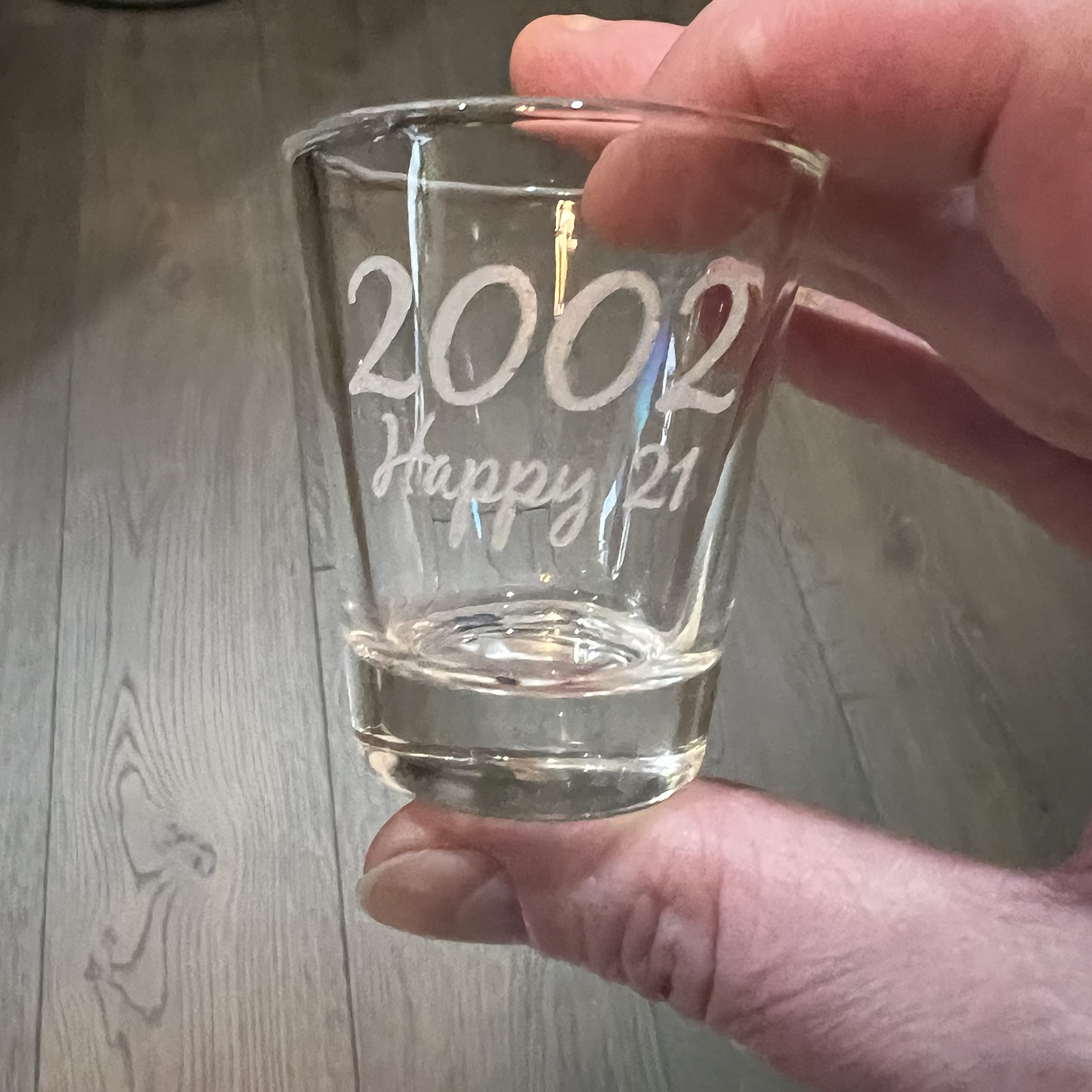 2oz 2002 Happy 21 Shot Glass
