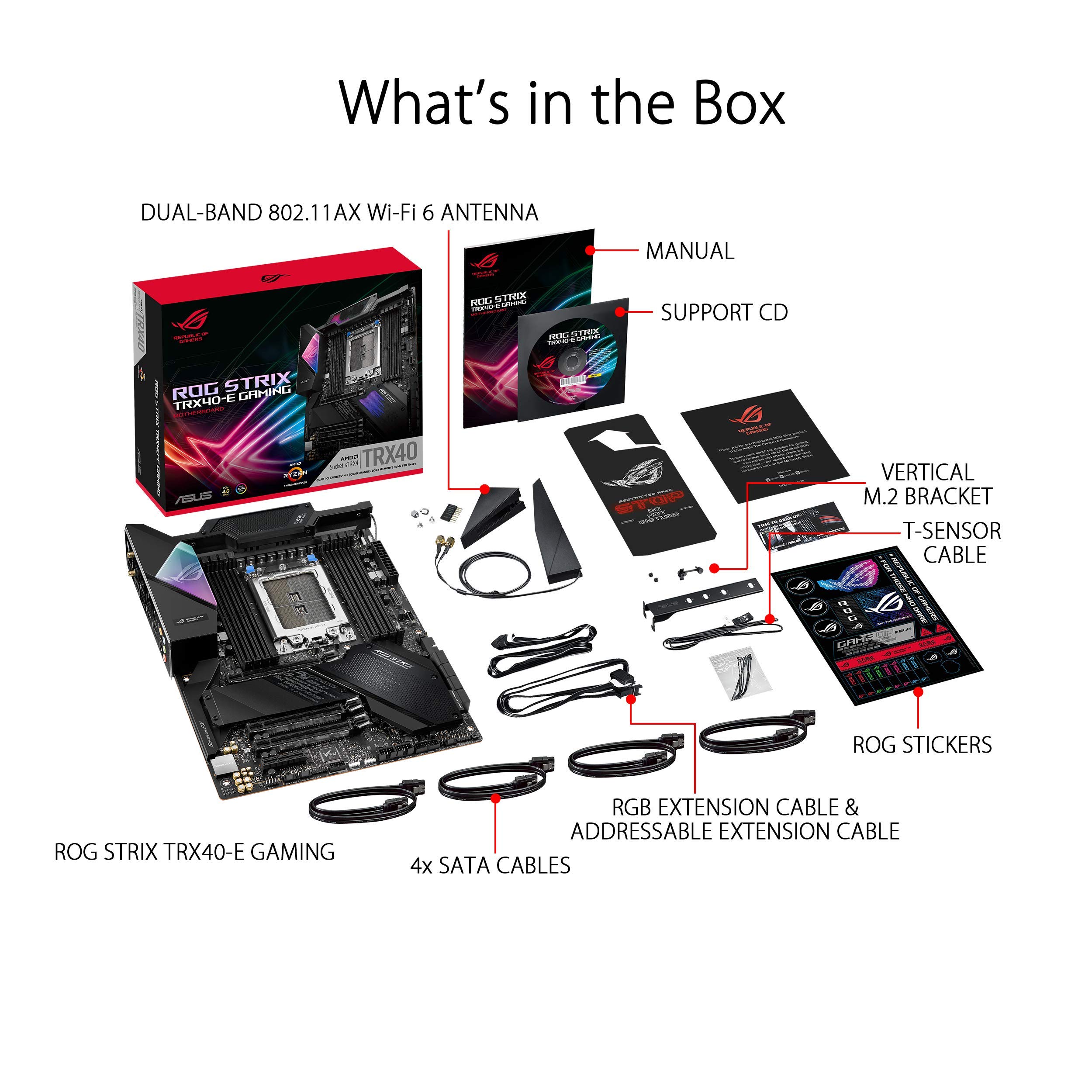 Asus ROG Strix TRX40-E Gaming AMD 3rd Gen AMD Ryzen Threadripper sTR4 ATX Motherboard- 16 Power Stages, Onboard WiFi 6 802.11Ax, 2.5Gbps, USB 3.2 Gen2