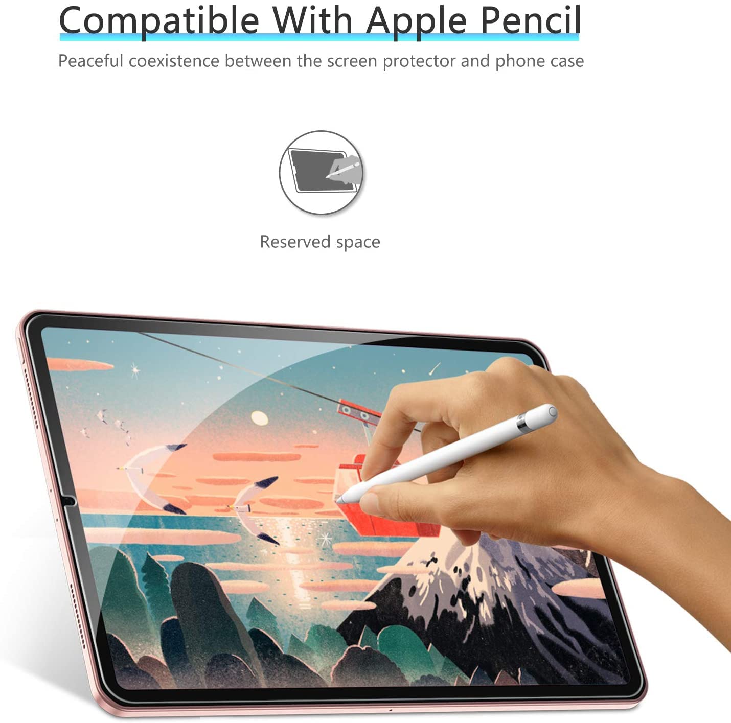 OMOTON [2 Pack] Screen Protector for iPad Air 5th Generation / 4th Generation, Compatible with iPad Air 5 / 4 10.9 Inch [Precise Cutout for Camera] [Work with Apple Pencil]