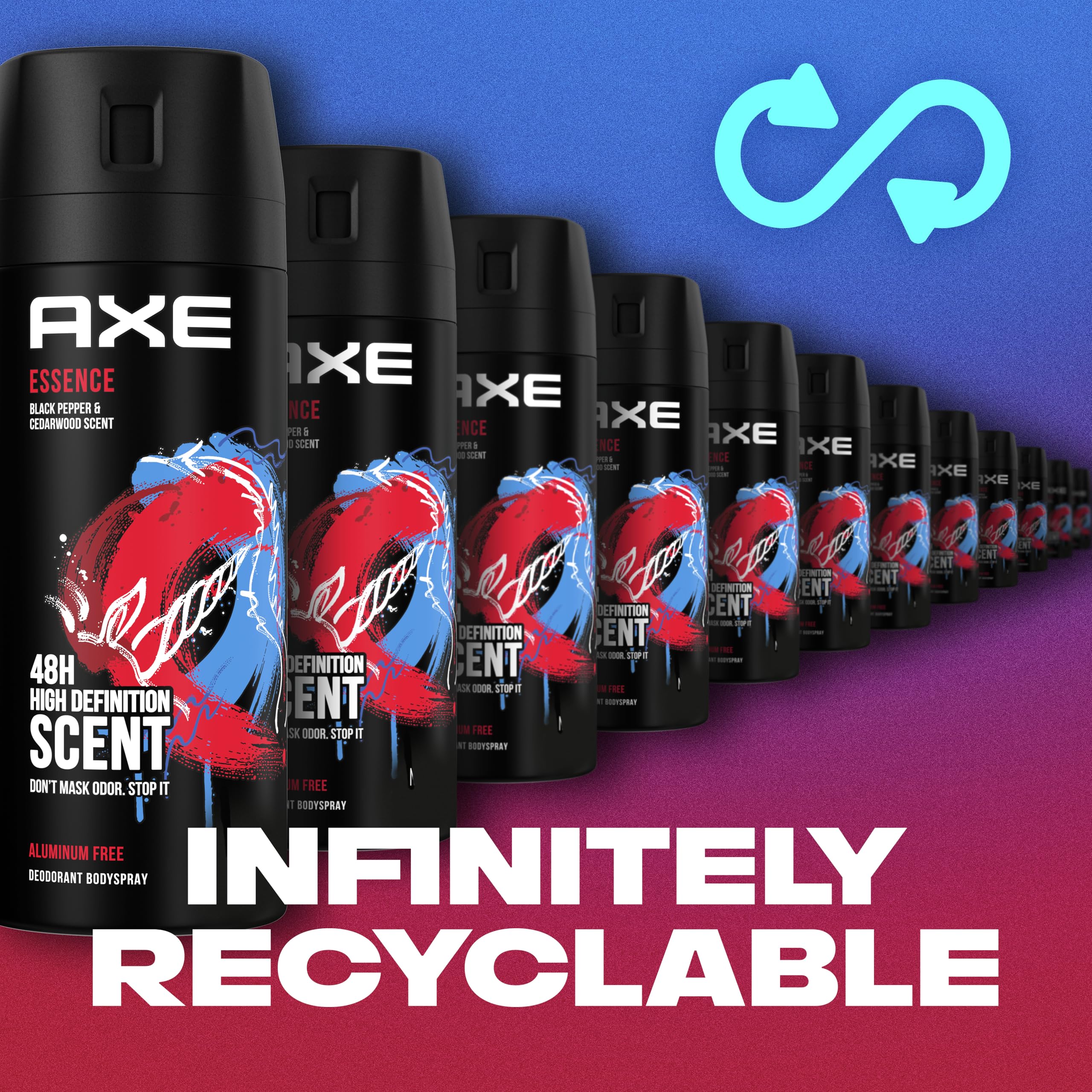 AXE Body Spray Deodorant for Long Lasting Odor Protection Essence Black Pepper & Cedarwood Men's Deodorant Formulated Without Aluminum, 4 Ounce (Pack of 4)