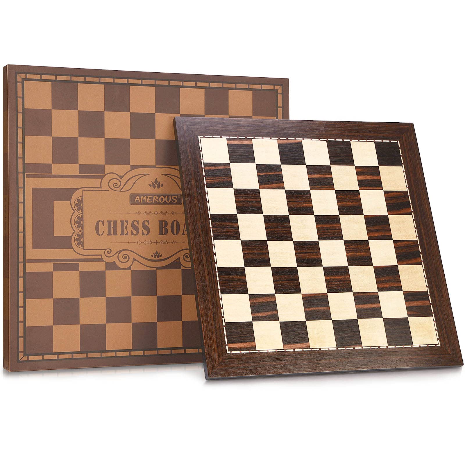 AMEROUS 19 Inches Professional Wooden Tournament Chess Board with 2.0" Squares/Gift Package/Chess Board Only (No Chess Pieces)