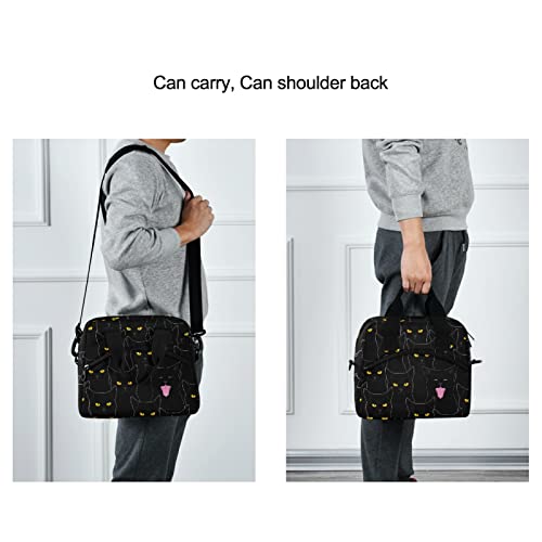 Sinestour Insulated Lunch Bag Reusable Cooler - Cute Black Cats Lunch Box Adjustable Shoulder Strap for School Office Picnic Adults Men Women