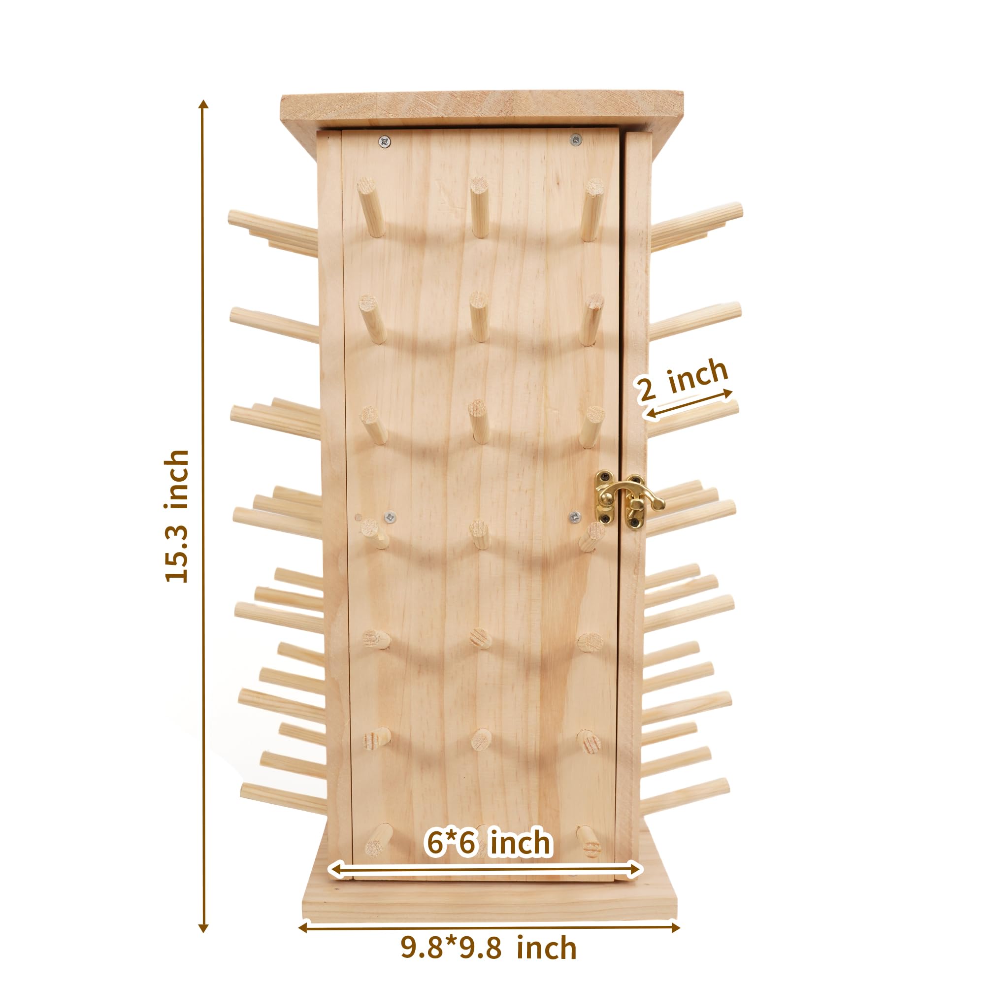 360° Fully Rotating Wooden Thread Holder,Embroidery Thread Organizer,Thread Rack for Sewing with 84 Spools,Thread Braiding Holder Storage for Quilting, Embroidery,Hair-braiding and Jewelry