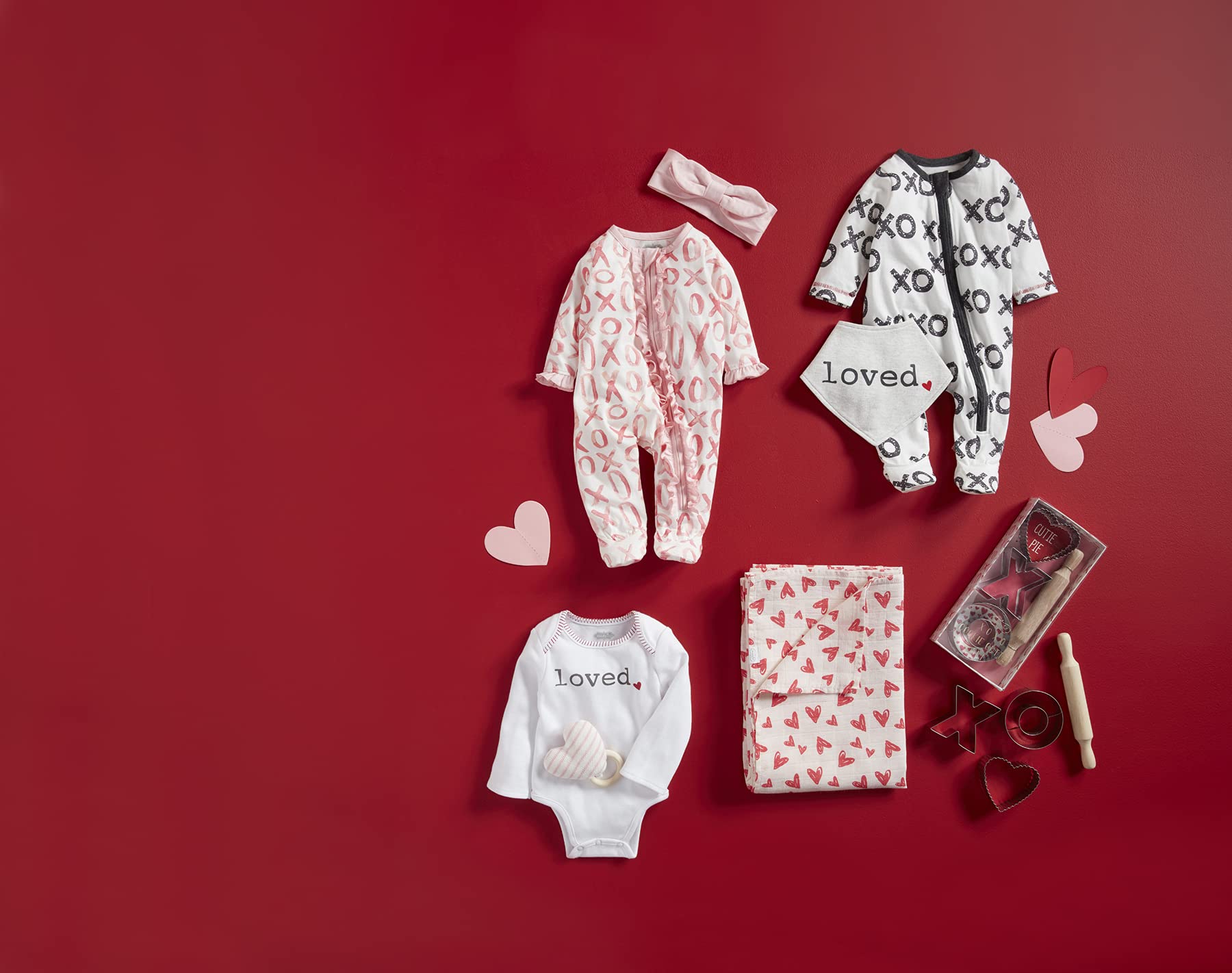 Mud Pie Baby Girls' XOXO Sleeper and Headband, Pink, 0-3 Months