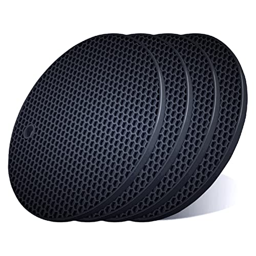 Armrouns Silicone Trivet Mats 2/4 pcs , Heat Resistant 600 ℉ 7.1 Inch Food Grade & BPA Free. Multipurpose Non-Slip Hot Pot, Hot Dishers, Jar Opener. (7.1inch, 2)