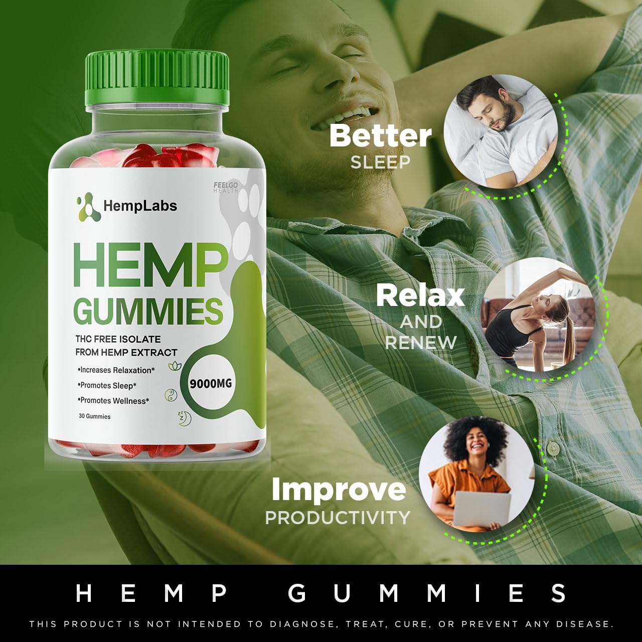 2 Pack - Hemplabs Gummies, Hemplabs Hemp Gummies, Hemp Labs Gummies, Hemplab Gummies, Hemplab Hemp Oil, Lab, Hemplabs Gummies 300mg per Natural Gummies and 9000mg per Bottle (60 Gummys - 2 Month)