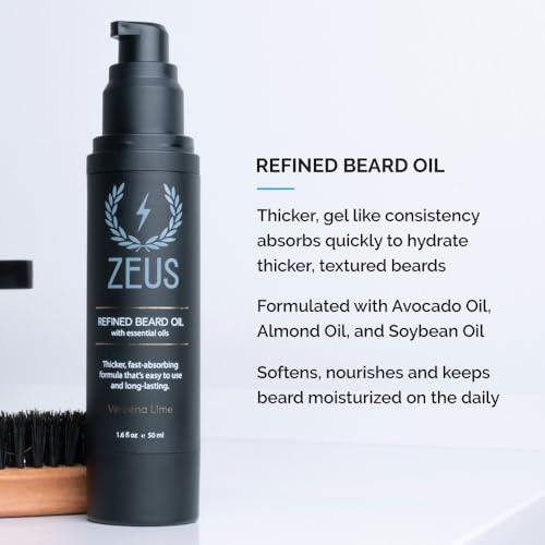 ZEUS Everyday Beard Care Kit with Refined Beard Oil – Shampoo & Conditioner Wash, Refined Oil & Beard Balm (Made in USA) Sandalwood