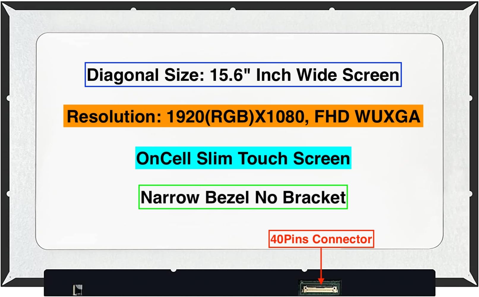 EM EMAJOR TECH New Screen Replacement for N156HCN-EBA 1920X1080 FHD OnCell Touch LCD LED Display with Set of Adhesive Tape