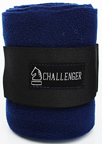 CHALLENGER Horse Tack Grooming Leg Polo Wrap Set of 4 Soft Fleece Navy Blue 95R04