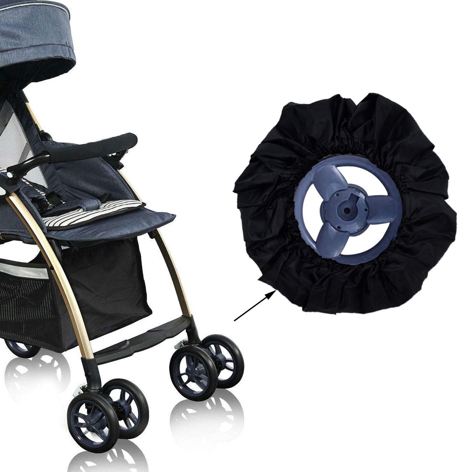 2 Pack Diameter 4.5-6.3 inch Baby Stroller Wheel Cover Dustproof Wheelchair Protector Cover Pushchair Wheel Cover Protector For Outdoor