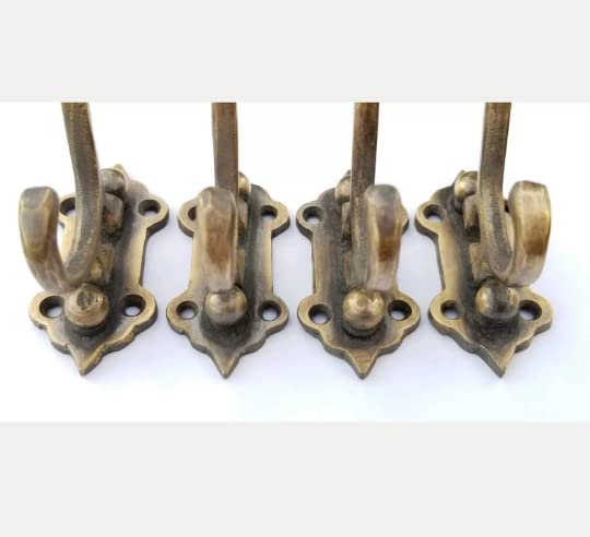 4 Old Style Solid Brass Double Wall Mount 180 Degree Swivel Coat Hat Towel Hooks #C24
