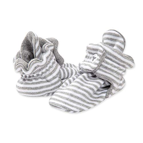 Burt's Bees Baby Baby Organic Cotton Newborn Essentials Shoes, Gender Neutral Color for Ages 0 to 9 Months Old Slipper Sock, Heather Grey Stripe, 3 Unisex Infant