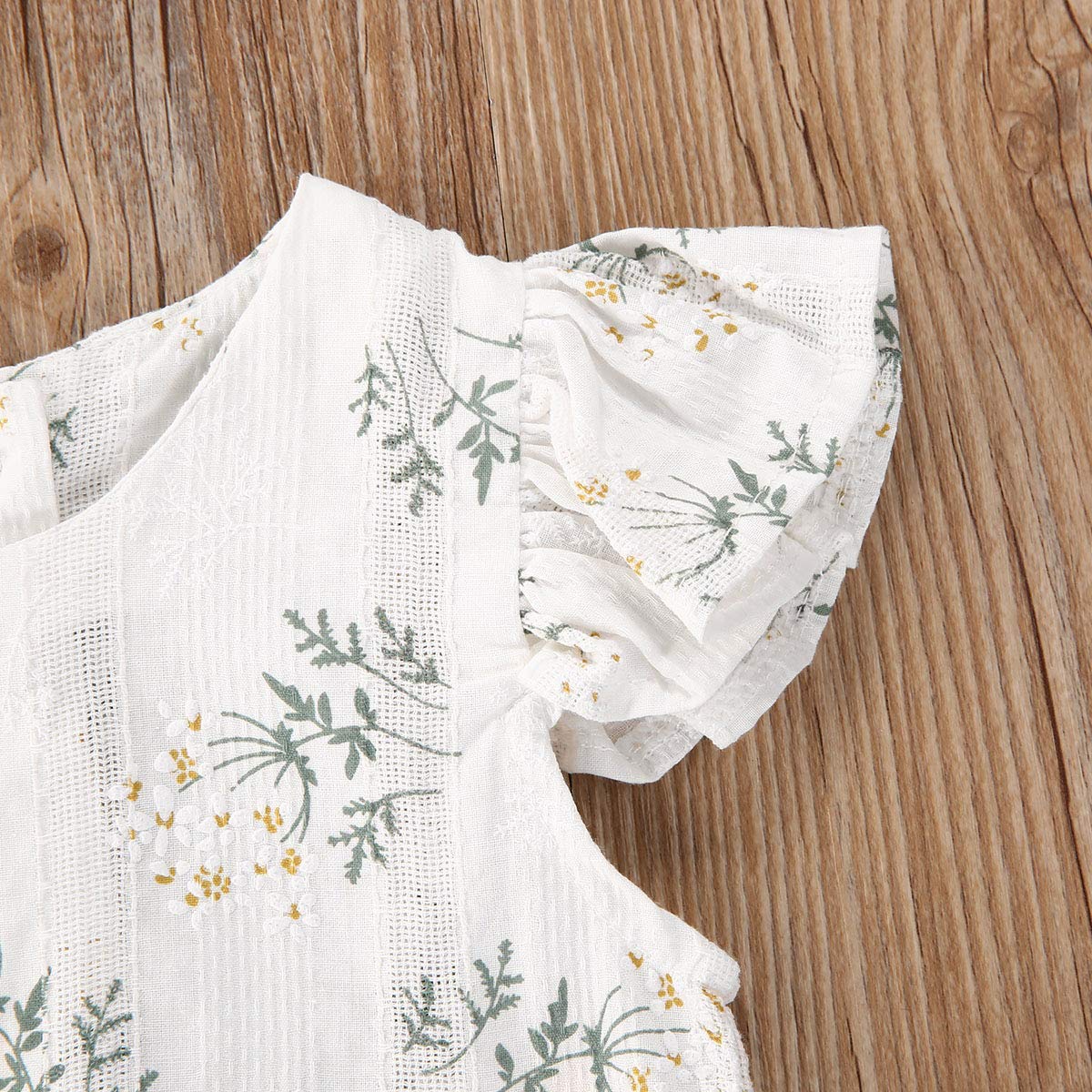 Newborn Baby Girl Romper Floral Ruffle Sleeveless Jumpsuit Cotton Bodysuit with Headband Summer Clothes Outfit (A-White, 0-6m)