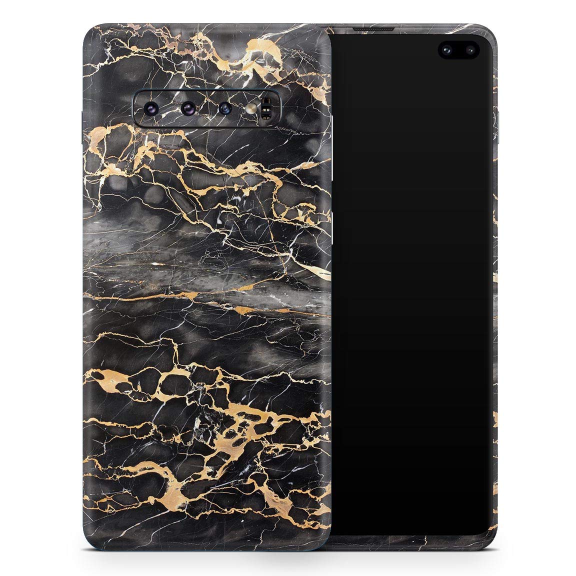 DesignSkinz Black and Gold Marble Surface Protective Vinyl Decal Wrap Skin Cover Compatible with The Samsung Galaxy S20 (Screen Trim & Back Glass Skin)