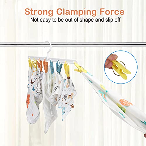 Baby Clothes Organizer Hangers with Clips, 360° Rotating Kids Pants Hangers, Space Saving, Vimiv Non-Slip Racks for Newborn Children Infant Toddler Towel Bib Sock Hangers w/16 Clips, 2 Pack Bulk