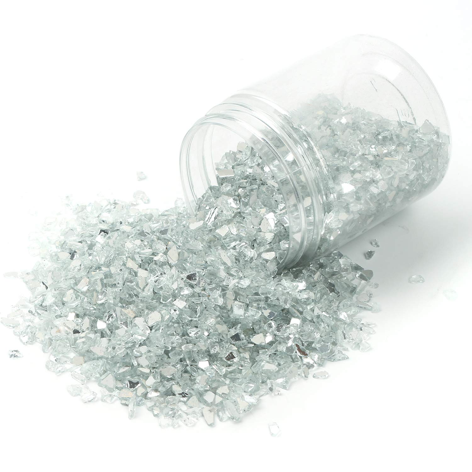 Alan Stone High Luster Reflective Fire Glass Gravel,Fire Gems,Fire Drops,Fire Glass Pebbles Stones Beads Chips for Fire Pit Fish Tank Aquarium Garden,3-6mm 305g/0.67lb (Mirror)