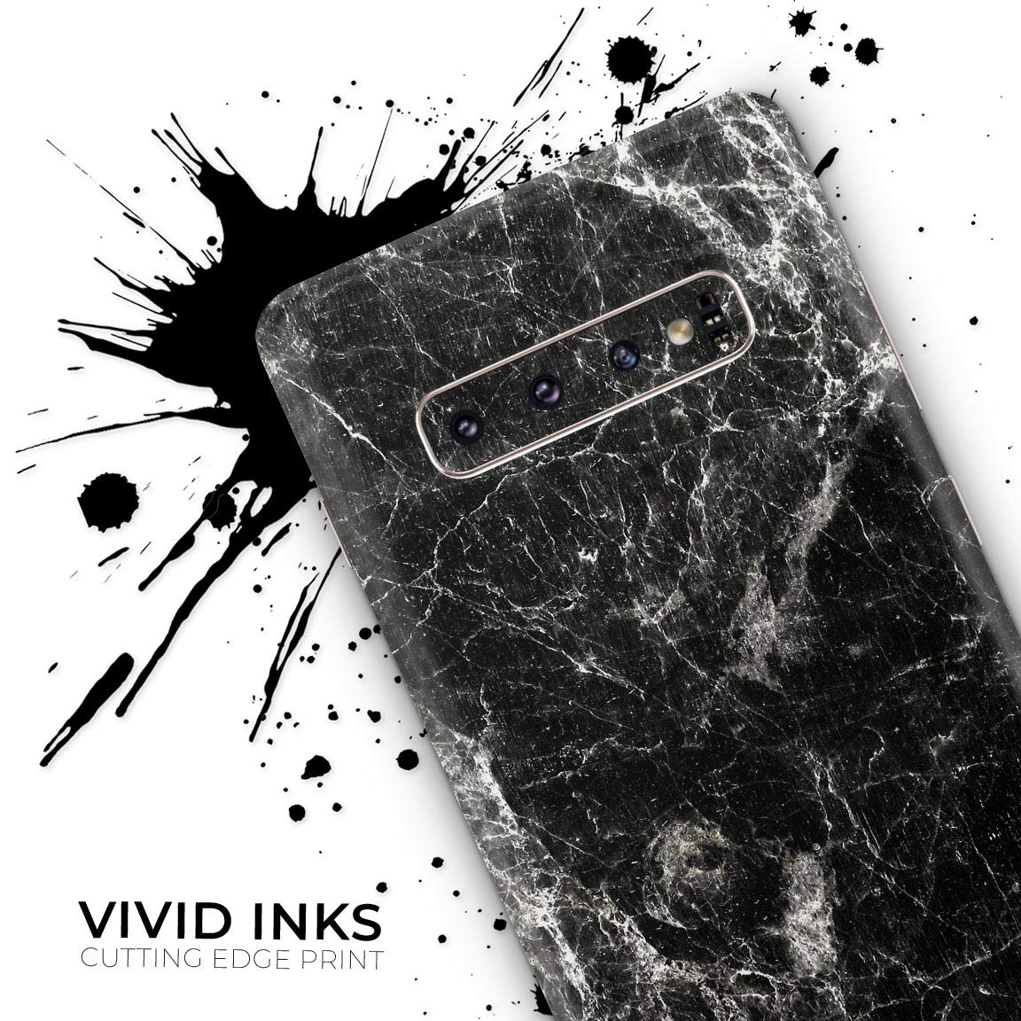 DesignSkinz Black Scratched Marble 2 Protective Vinyl Decal Wrap Skin Cover Compatible with The Samsung Galaxy S20 (Screen Trim & Back Glass Skin)