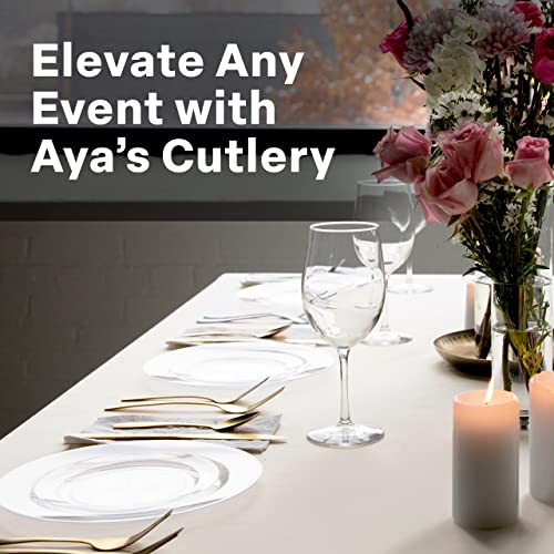 Aya's 100 Clear Plastic Plates Disposable, Premium Heavy-Duty Plastic Plates - 50 Plastic Dinner Plates 9" + 50 Salad, Dessert, Appetizer Plates 6.25" for Weddings - Disposable Clear Plates for Party