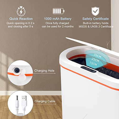 aDeerElf Automatic Trash Can with Essential Oil Diffuser,4 Gallon Bathroom Trash cans with lid,Touchless Trash Can Bedroom,Small Smart Trash Can Motion Sensor,Slim Garbage