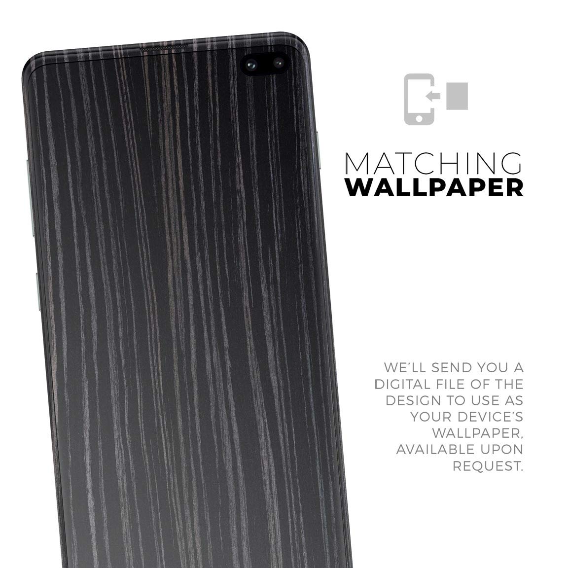 DesignSkinz Black Wood Texture 2 Protective Vinyl Decal Wrap Skin Cover Compatible with The Samsung Galaxy S20 (Screen Trim & Back Glass Skin)