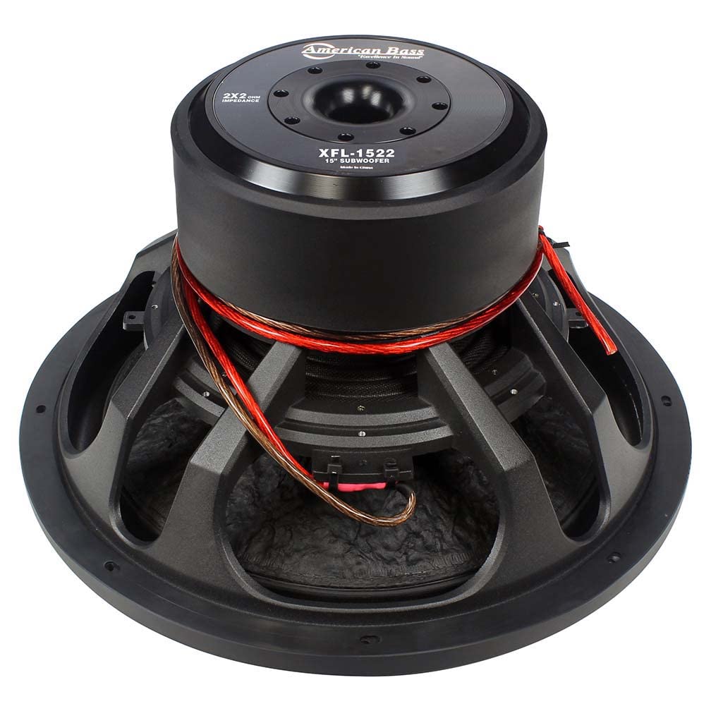 American Bass XFL-1522 15" Inch Subwoofer, 1500 Watts RMS/3000 Watts Max Power, 1.4″ Inch Wide 3-Layer Foam Surround, Dual 2 Ohm Voice Coils with 200 Oz. Total–Double Stacked High-Enery Magnets