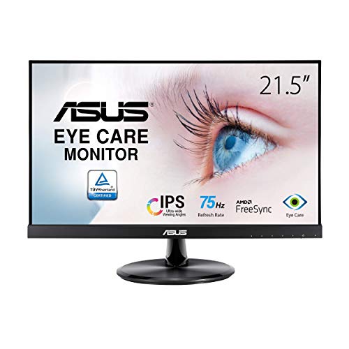 ASUS VP229HE 21.5” Monitor, 1080P Full HD, 75Hz, IPS, FreeSync/Adaptive-Sync, Eye Care, HDMI VGA, Frameless, VESA Wall Mountable (Renewed)