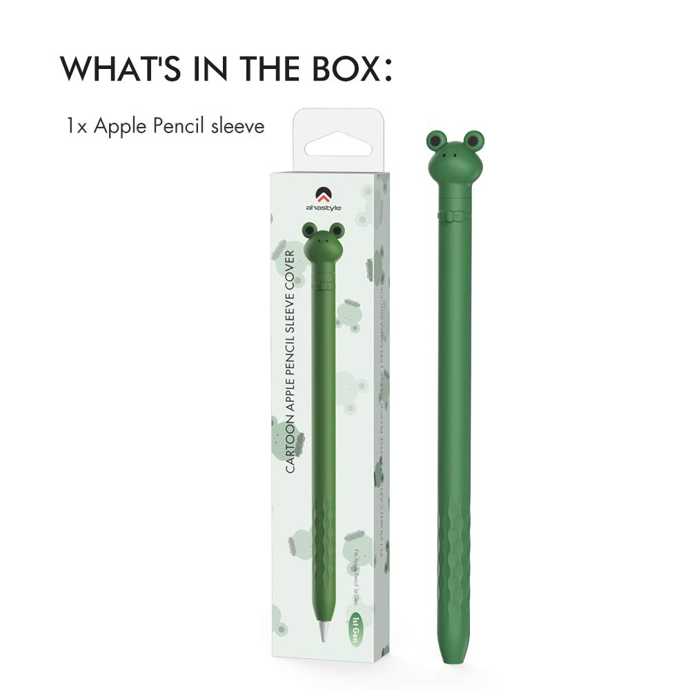 AhaStyle Case for Apple Pencil 1st Gen, Cute Cartoon Soft Silicone Sleeve Cover Accessories Compatible with Apple Pencil 1st Generation(Green Frog)