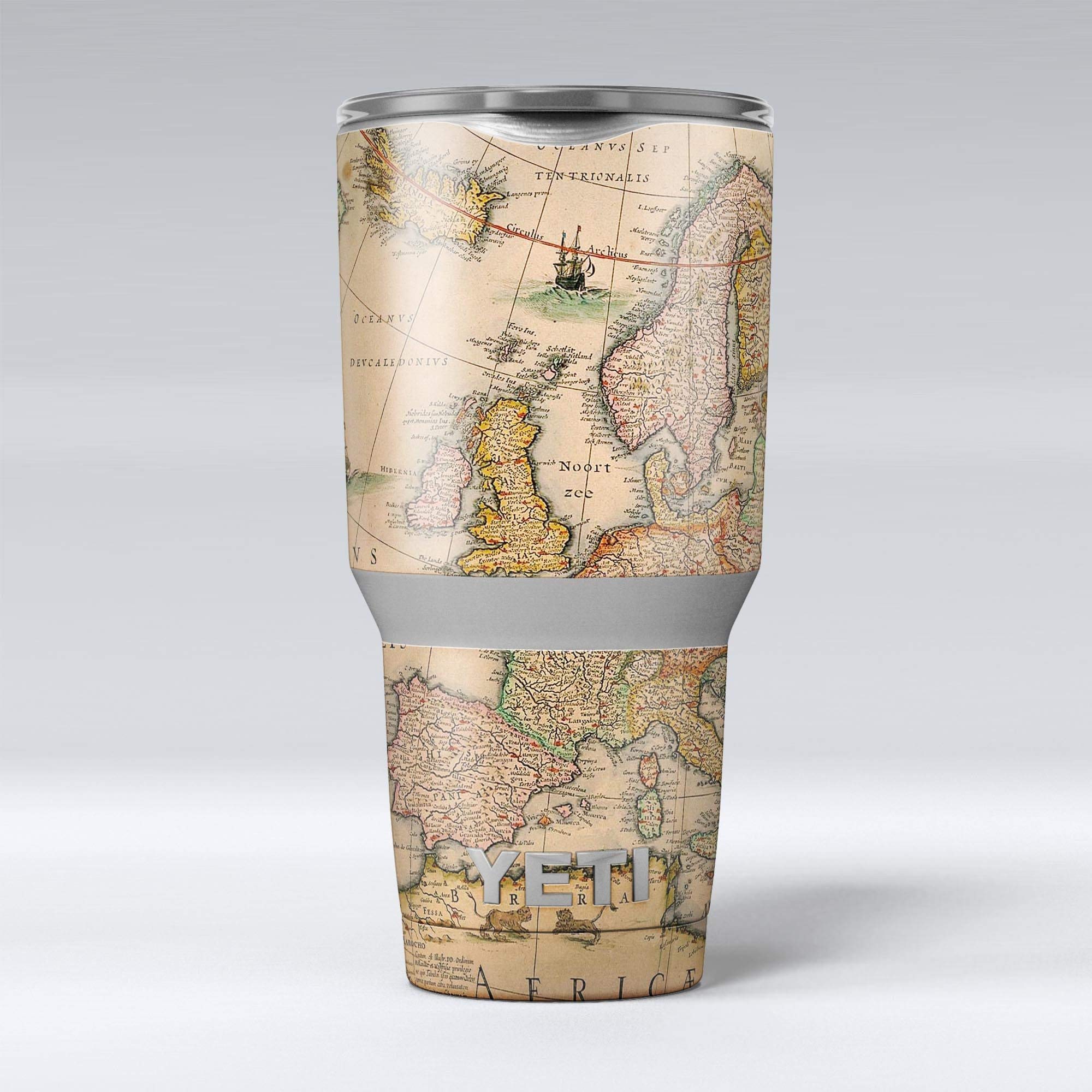 Design Skinz The Vintage Atlantic Ocean Map Pattern - Skin Decal Vinyl Wrap Kit Compatible with The Yeti Rambler Cooler Tumbler Cups