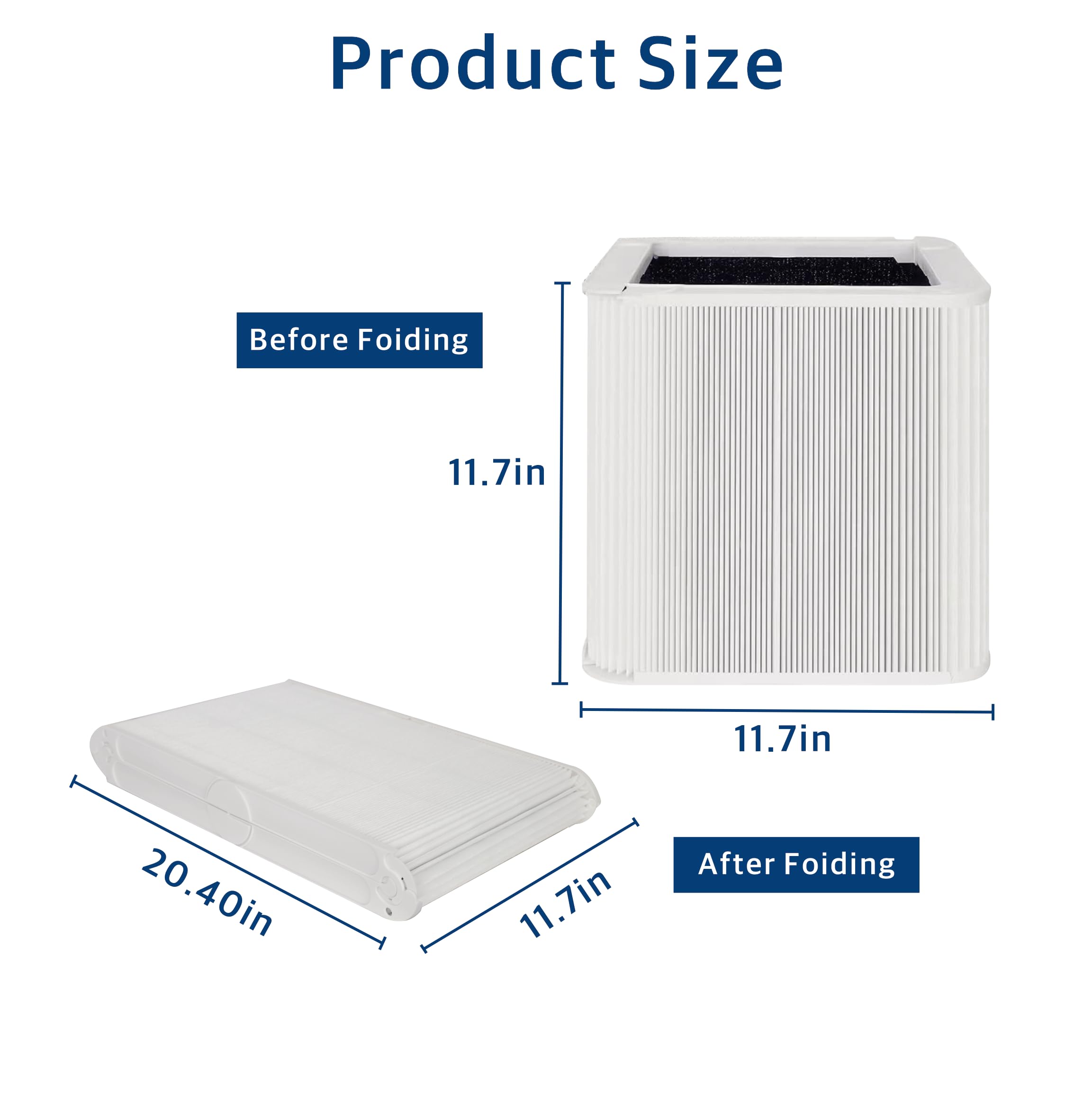2 Pack 211+ Replacement Filter Compatible with Blueair Blue Pure 211+ Air Cleaner Purifier, Foldable Particle and Activated Carbon Replacement Filter