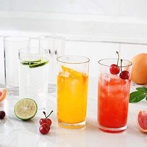 REALWAY 17-Ounce Shatterproof Plastic Water Tumbler, Clear Unbreakable Drinking Glasses, Dishwasher-Safe and BPA Free Set of 6
