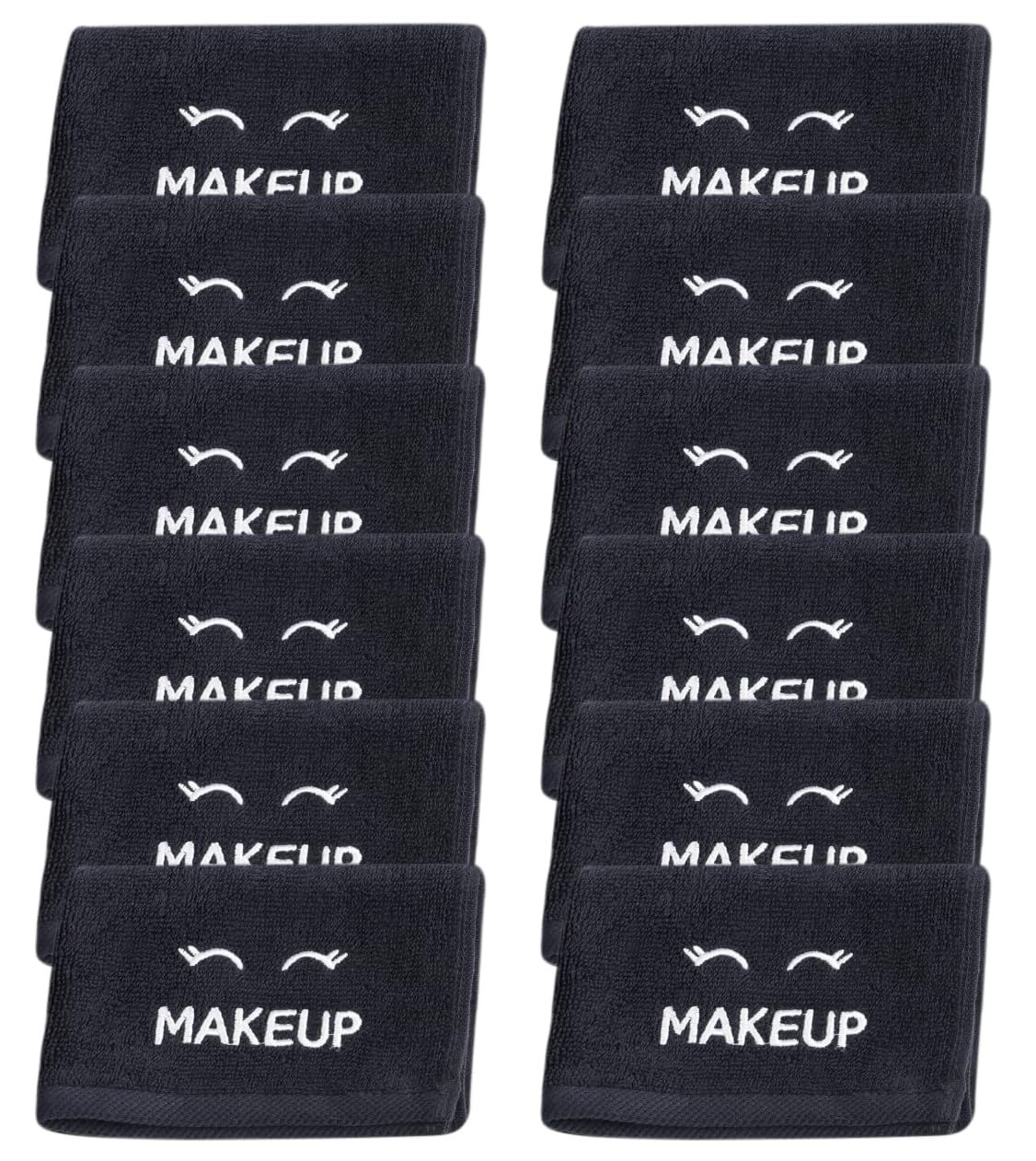 White Classic Bleach Safe Black Makeup Washcloths for Face Cleansing, 12 Pack - Super Soft Luxury Cotton Black Makeup Towels, Highly Absorbent and Quick Dry, All Makeup Remover Cloth | 13 x 13