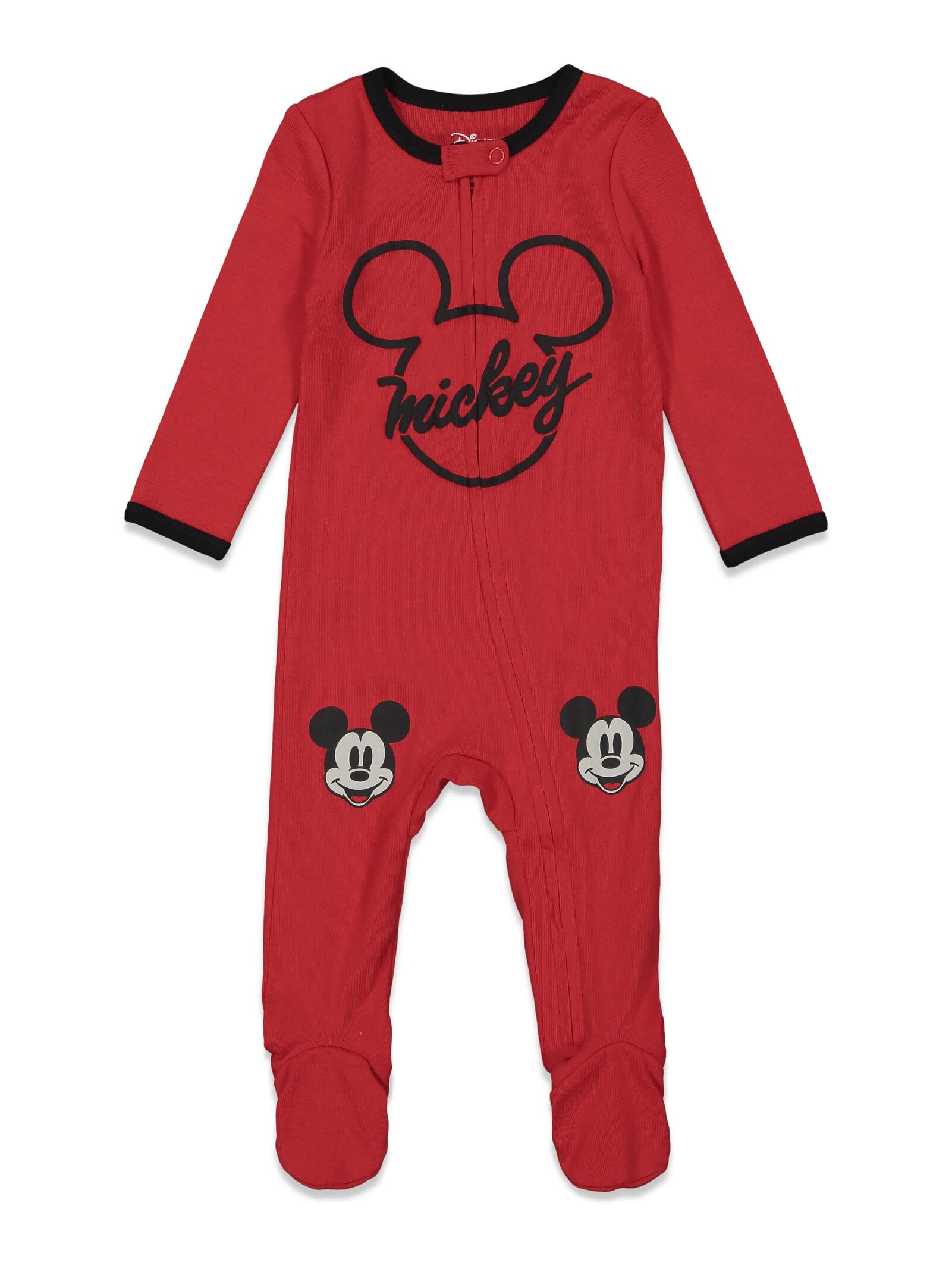 Disney Mickey Mouse Infant Baby Boys Zip-Up Long Sleeve Sleep N' Play Coverall Red & Gray 12 Months