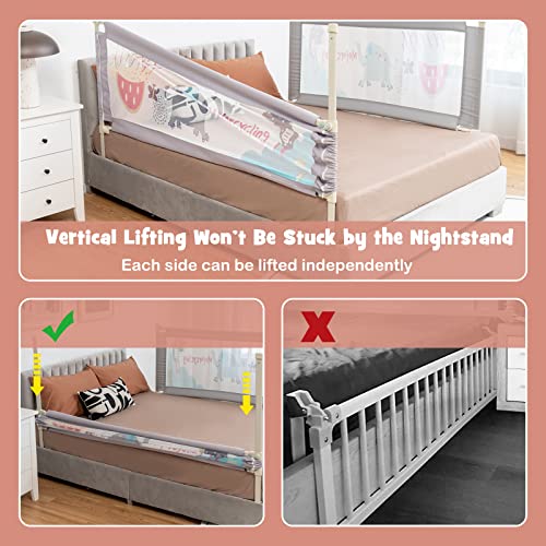 BABY JOY Bed Rail for Toddlers, 77โโ Extra Long, Height Adjustable & Foldable Baby Bed Rail Guard w/Breathable Mesh & Double Safety Child Lock for Kids Twin Double Full Size Queen King Mattress, Gray