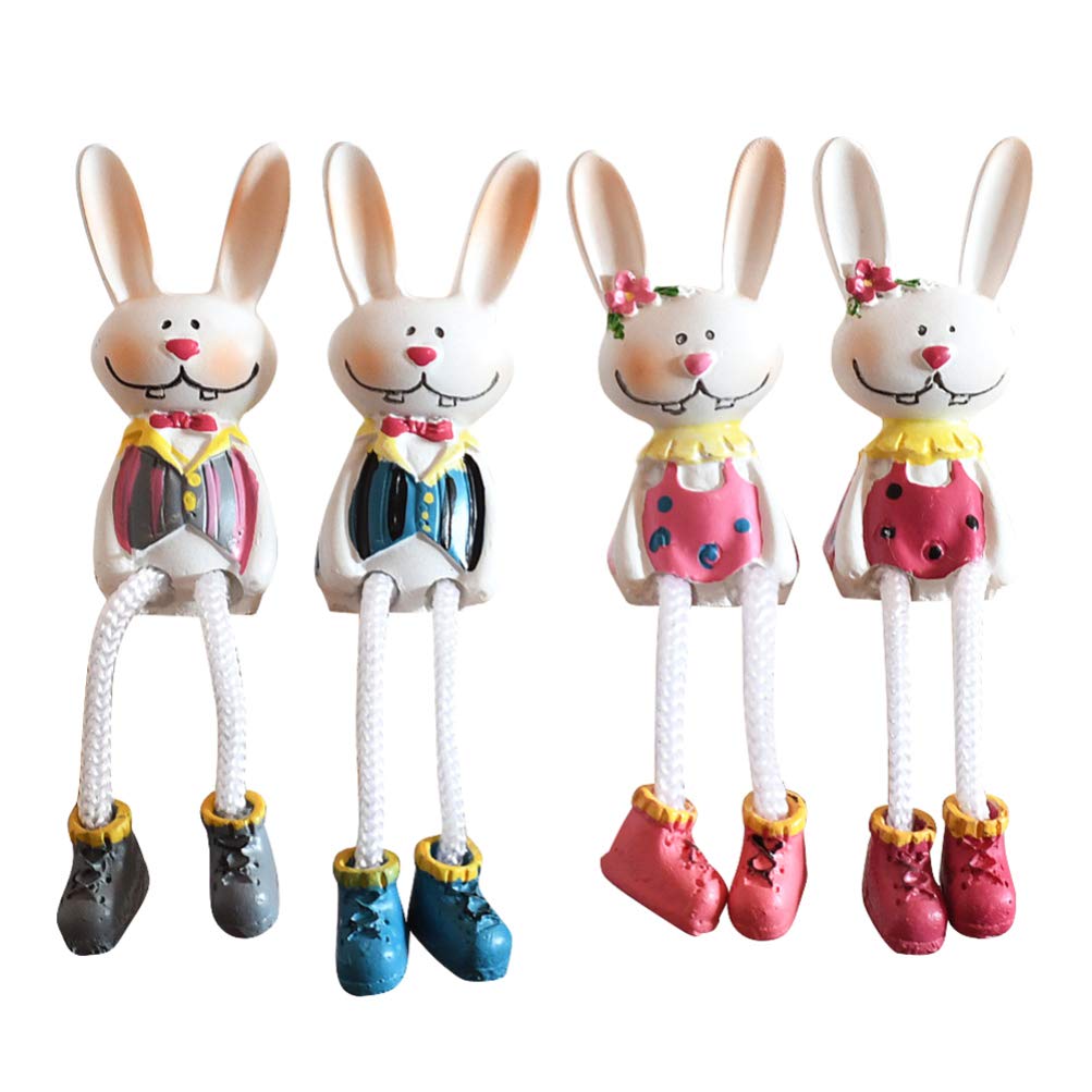 Amosfun 4Pcs Decor Rabbit Garden Statues Sculptures Yard Lord for Statue Easter- Bunny Dolls Adornment Desktop Resin Artware Decorative Ornaments for Home