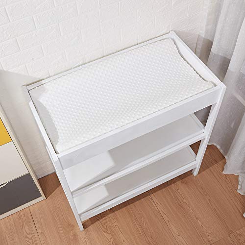 Changing Table Pad Covers AceMommy Ultra Soft Minky Dots Plush Changing Table Covers Breathable Changing Table Sheets Wipeable Diaper Changing Pad Cover for Infants Baby Boy Baby Girl White (2 Pack)