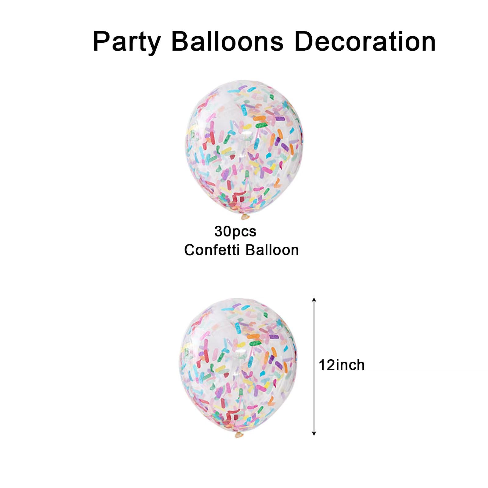 30PCS Party Balloon Birthday Balloons Sprinkles Confetti Balloon Pack - Ice Cream Sprinkle Balloons with Bright Confetti Party Decoration, Wedding, Bridal, Proposal
