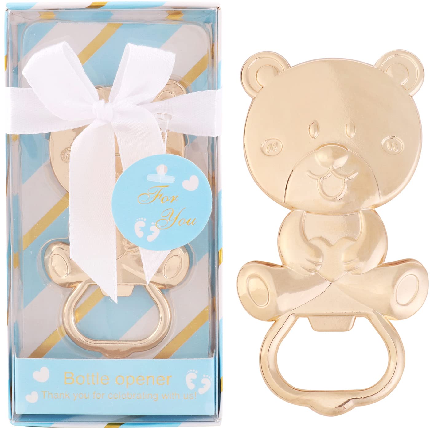 24 Pack Bear Bottle Opener Baby Shower Favors for Guest, Metal Beer Bottle Opener for Baby Shower Souvenirs/Decor/Gift Supplies,Baby Shower Party Favor (Blue, 24)