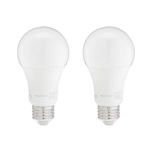 Amazon Basics - A19 LED Light Bulb, Daylight White, 15W (Equivalent to 100W), Non-Dimmable, 10,000 Hour Lifetime, 2-Pack