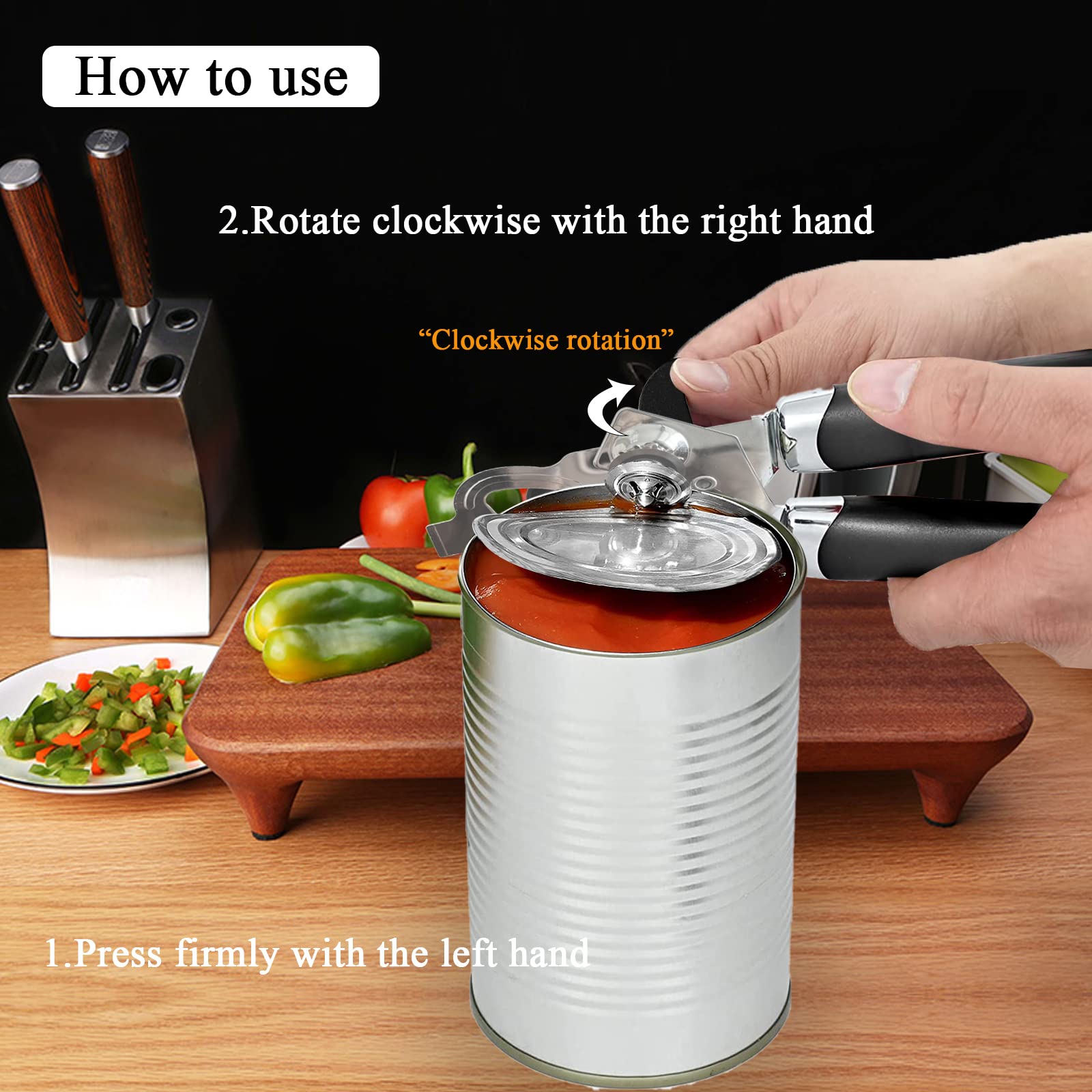 2PCS Can Opener Manual and Jar Opener for Weak Hands or Seniors with Arthritis, Manual Can Opener Smooth Edge Cutting No More Jagged Edges, 5 in 1 Jar Opener for Seniors with Arthritis
