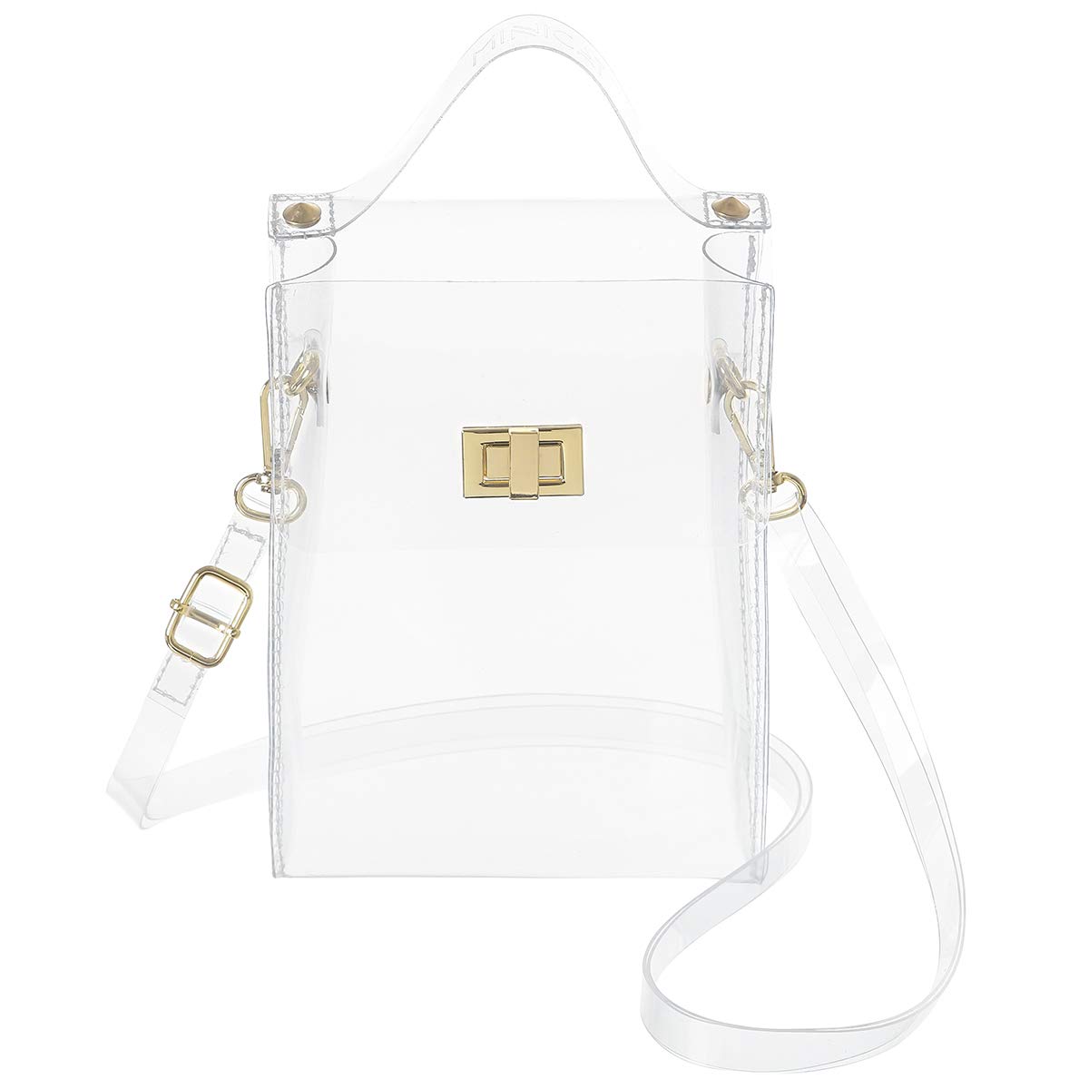 AOCINA Clear Crossbody Purse Bag, PGA Stadium Aprroved Clear Handbags for Work, Concerts, Sports Events (A-clear-vertical 2)