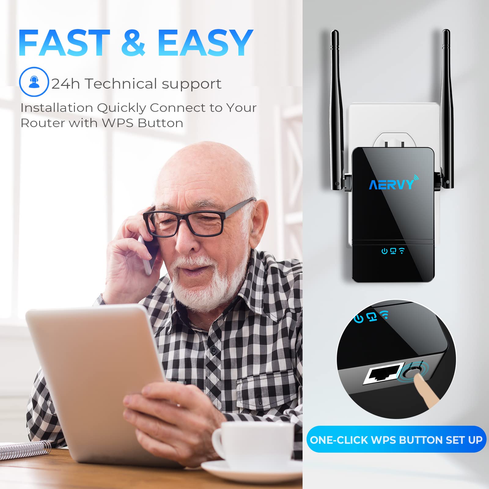 2020 WiFi Extender Signal Booster for Home-Covers up to 9,800 sq.ft and 35 Devices, Easy Setup Wireless Repeater, Internet Range Amplifier with Ethernet Port