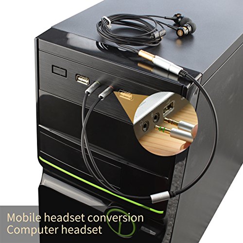 Canfon Headphone Splitter for Computer 3.5mm Female to 2 Dual 3.5mm Male Headphone Mic Audio Y Splitter Cable Smartphone Headset to PC Adapter(100CM, Black)