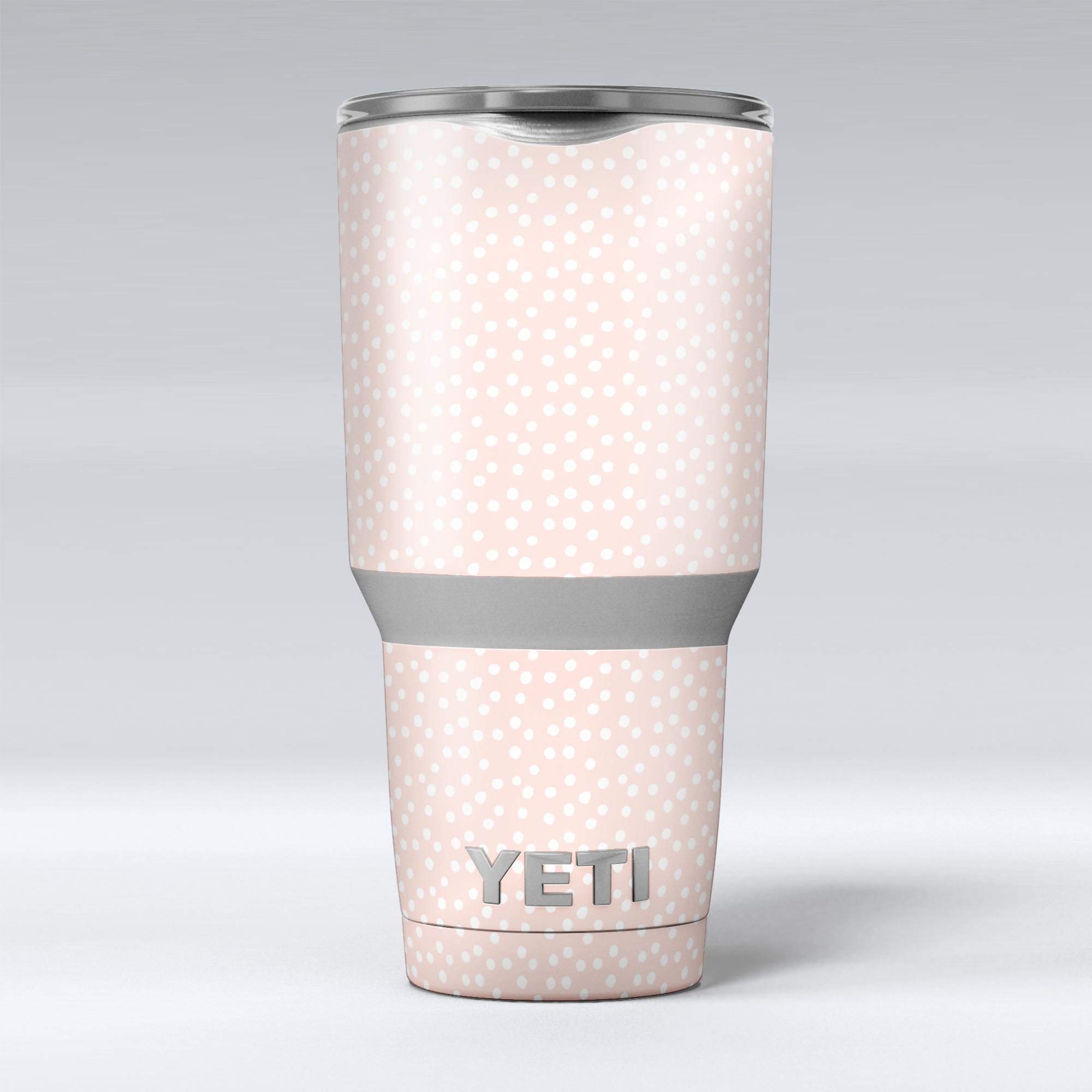 Design Skinz The Coral and White Micro Polka Dots - Skin Decal Vinyl Wrap Kit Compatible with The Yeti Rambler Cooler Tumbler Cups