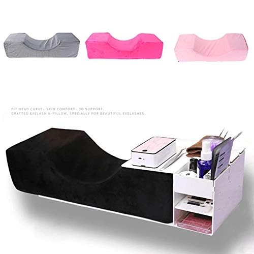 MXC Lash Pillow Neck Support Eyelash Pillow Soft Grafting Eyelashes Memory Foam Eyelash Extension Pillow with Pocket Makeup Salon (Black)