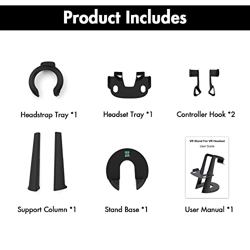 AMVR VR Stand for Quest 2, VR Headset and Touch Controllers Display Holder for Quest 2, PSVR 2, Quest, Rift, Rift S or Valve Index (Black, Just VR Stand)