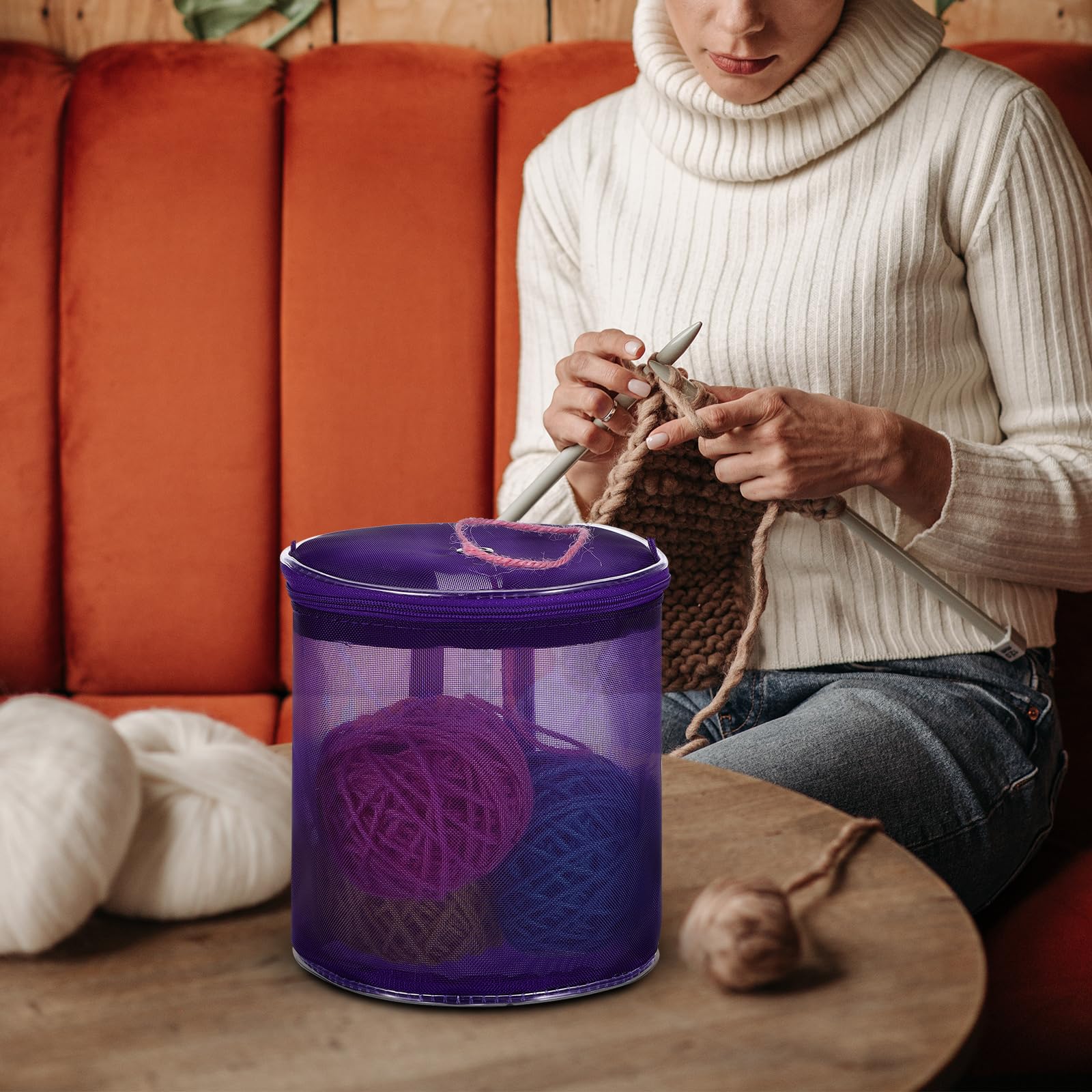 2 pcs Yarn Bags Yarn Storage Bag Knitting Bag Crochet Organizer Yarn Holder Knitting Supplies Sewing Bag Portable Crochet Bag Compartments